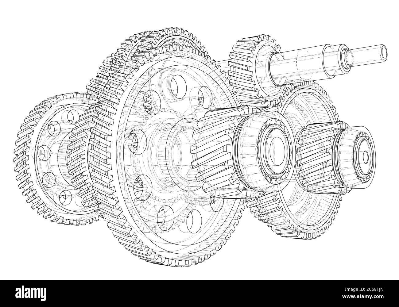 Outline gearbox concept. 3D illustration Stock Photo - Alamy
