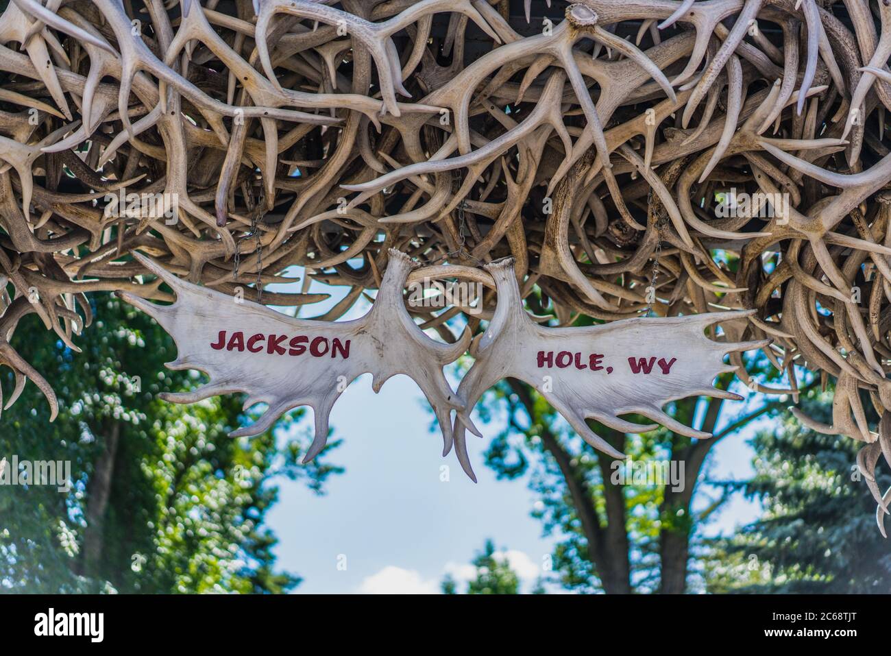The antler arch in Jackson Hole, Wyoming Stock Photo - Alamy