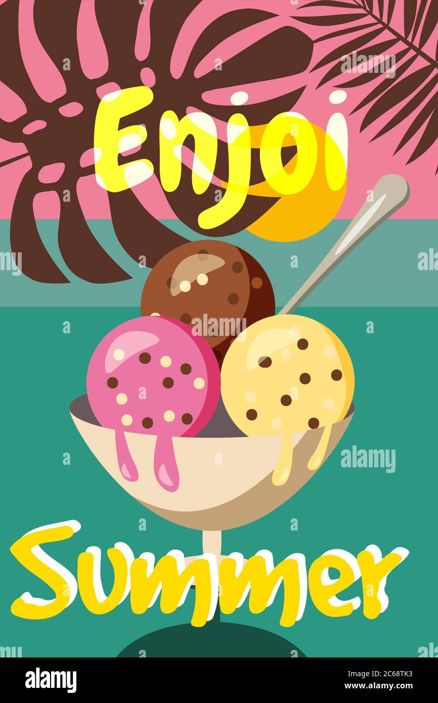Cute creative card templates with ice cream theme design. For birthday ...