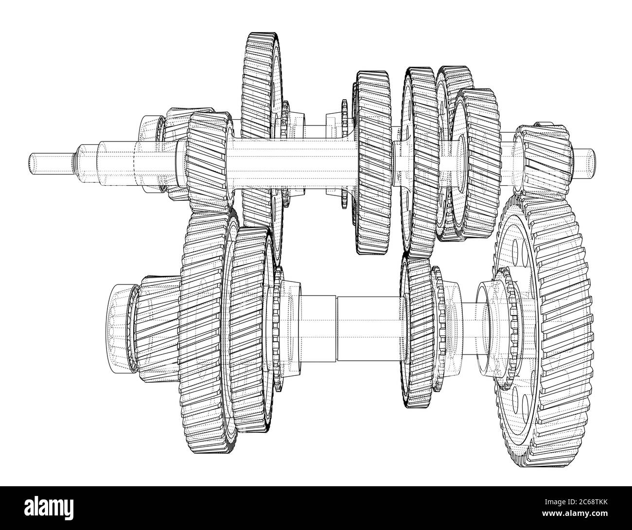 Outline gearbox concept. 3D illustration Stock Photo - Alamy