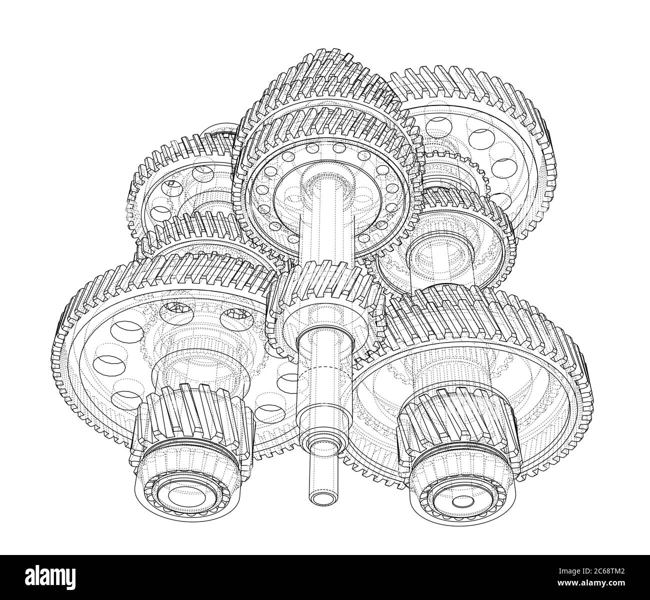 Outline gearbox concept. 3D illustration Stock Photo - Alamy