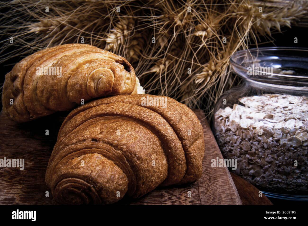 Delicious croissant, bread and pancake Stock Photo - Alamy