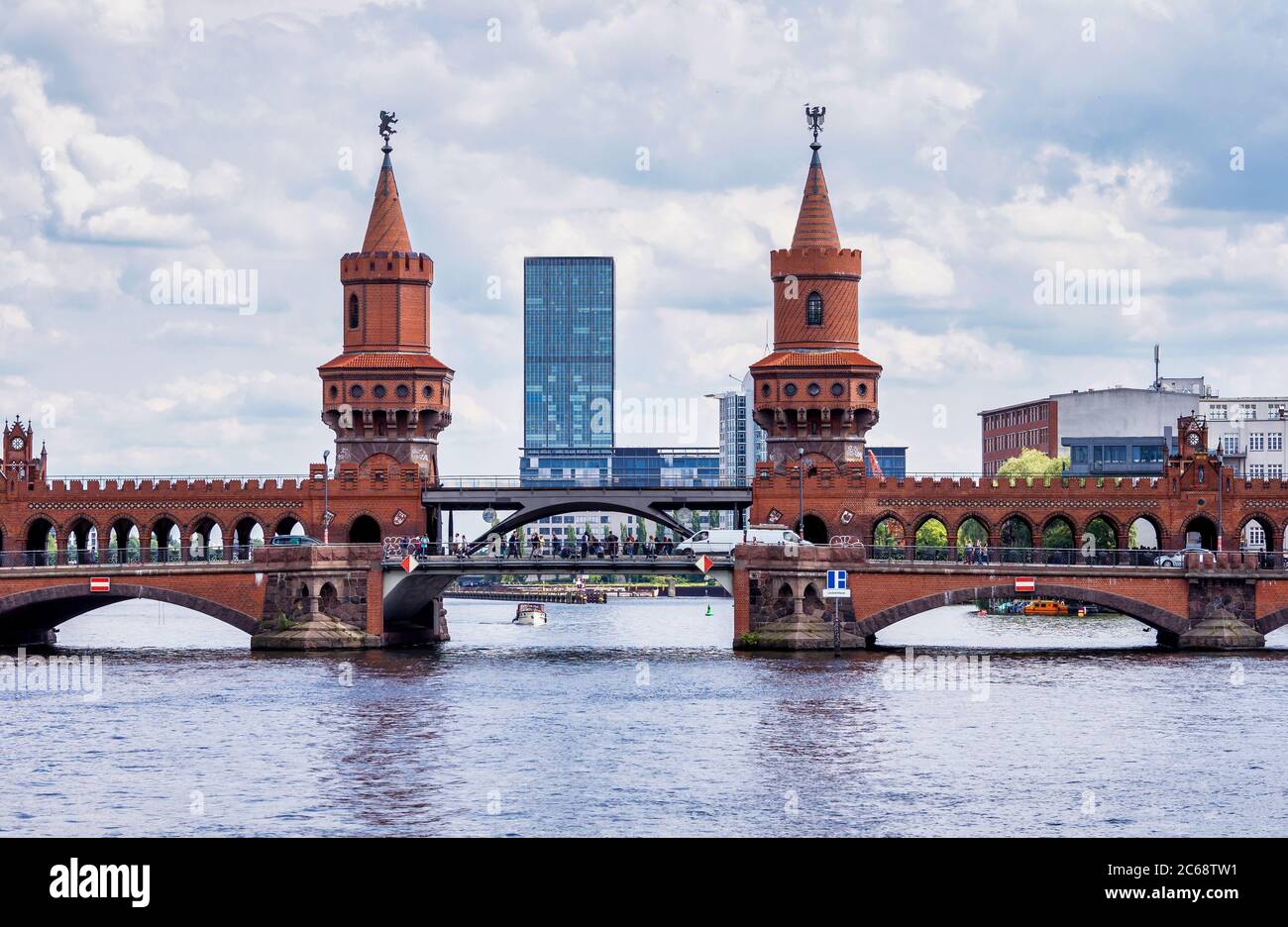 Oberbaumbrucke across the Spree, the longest bridge of Berlin in ...