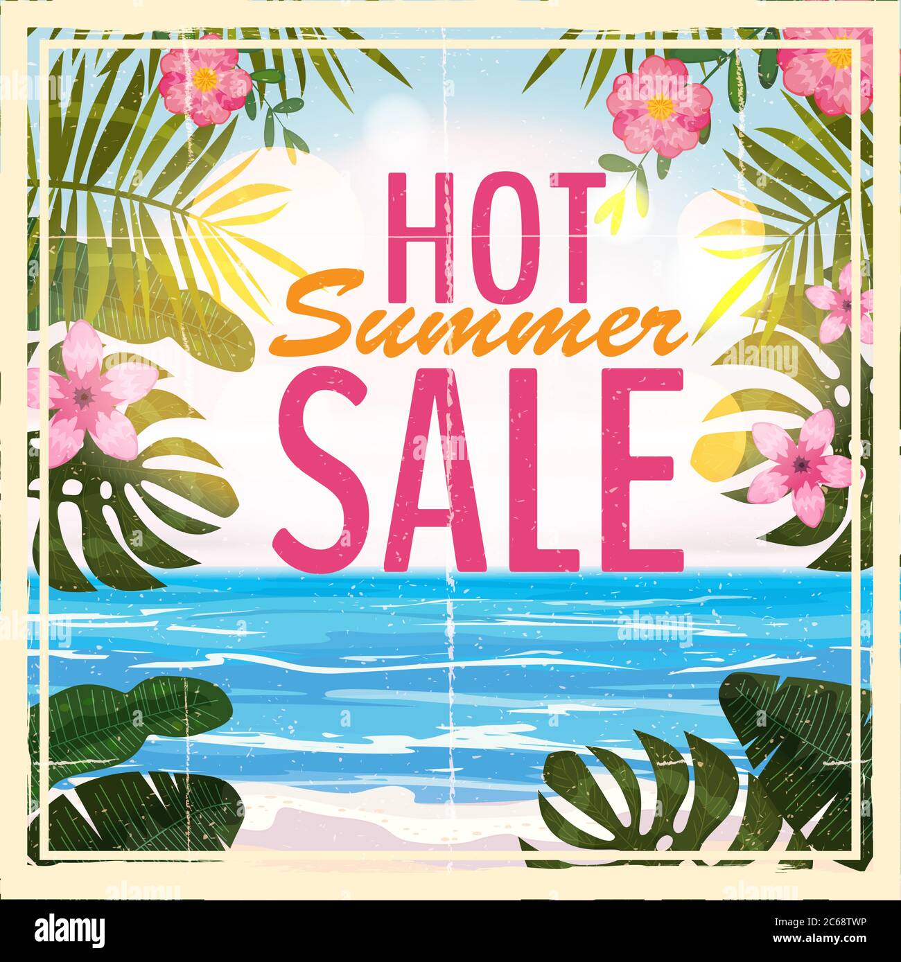 Advertisement about the summer sale on background with beautiful ...