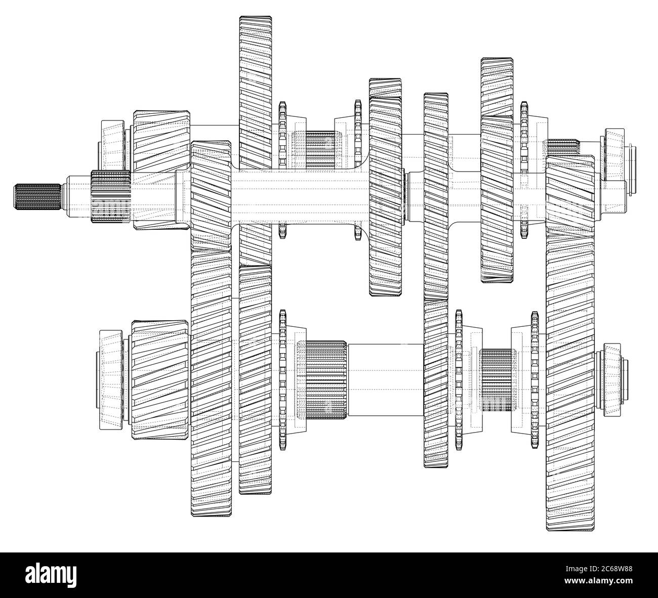 Outline gearbox concept. 3D illustration Stock Photo - Alamy