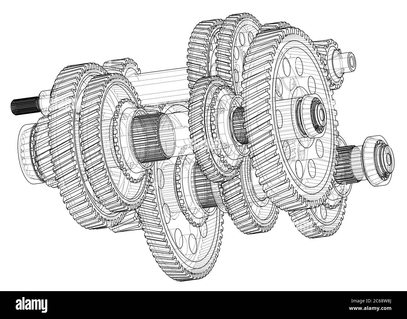 Outline gearbox concept. 3D illustration Stock Photo - Alamy
