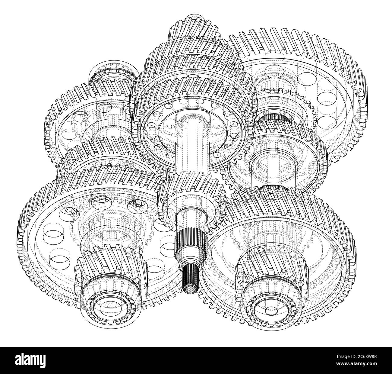 Outline gearbox concept. 3D illustration Stock Photo - Alamy
