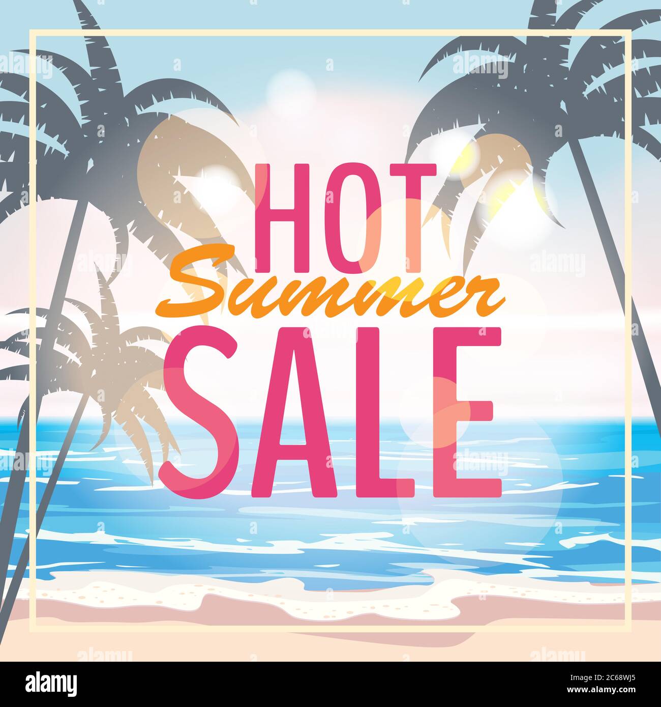 Advertisement about the summer sale on background with beautiful ...