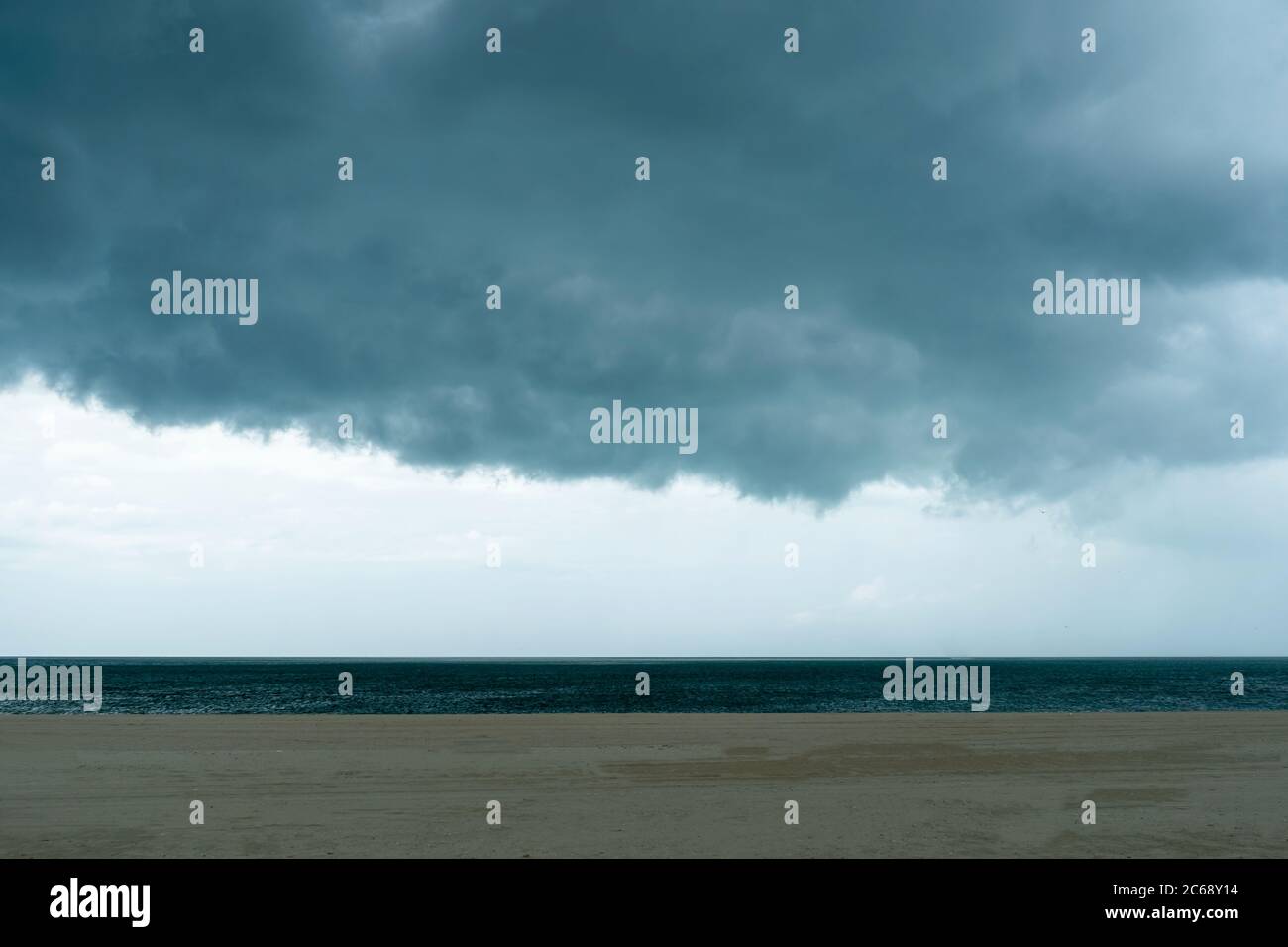Dark huge cloud sky black stormy cloud motion in big rain day and beach thunderstorm nature ...