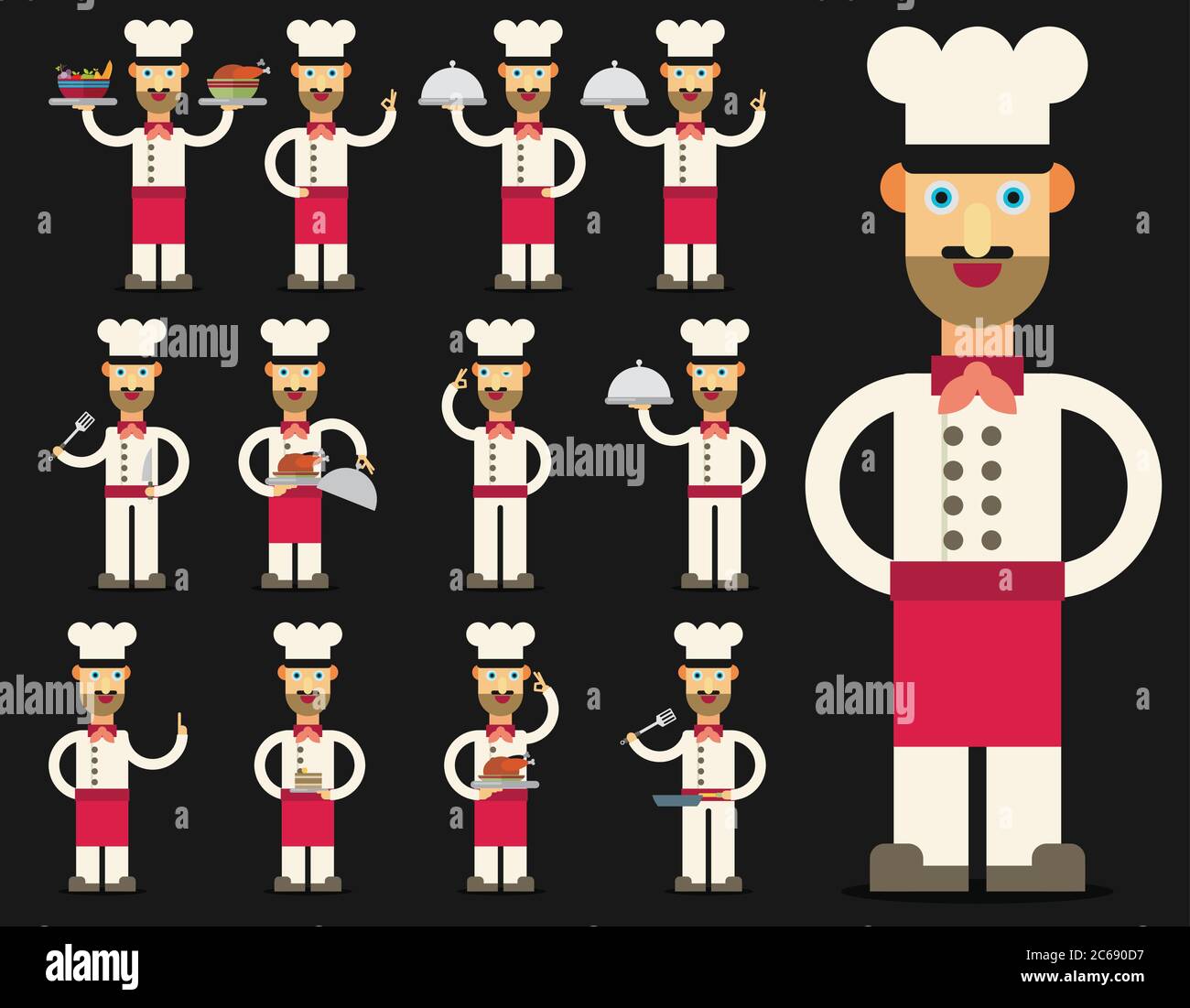 Vector illustration of chef. Flat design set Stock Vector Image & Art ...