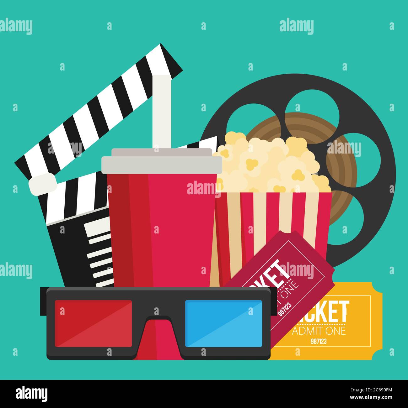 Cinema design in flat style, Vector illustration Stock Vector Image ...