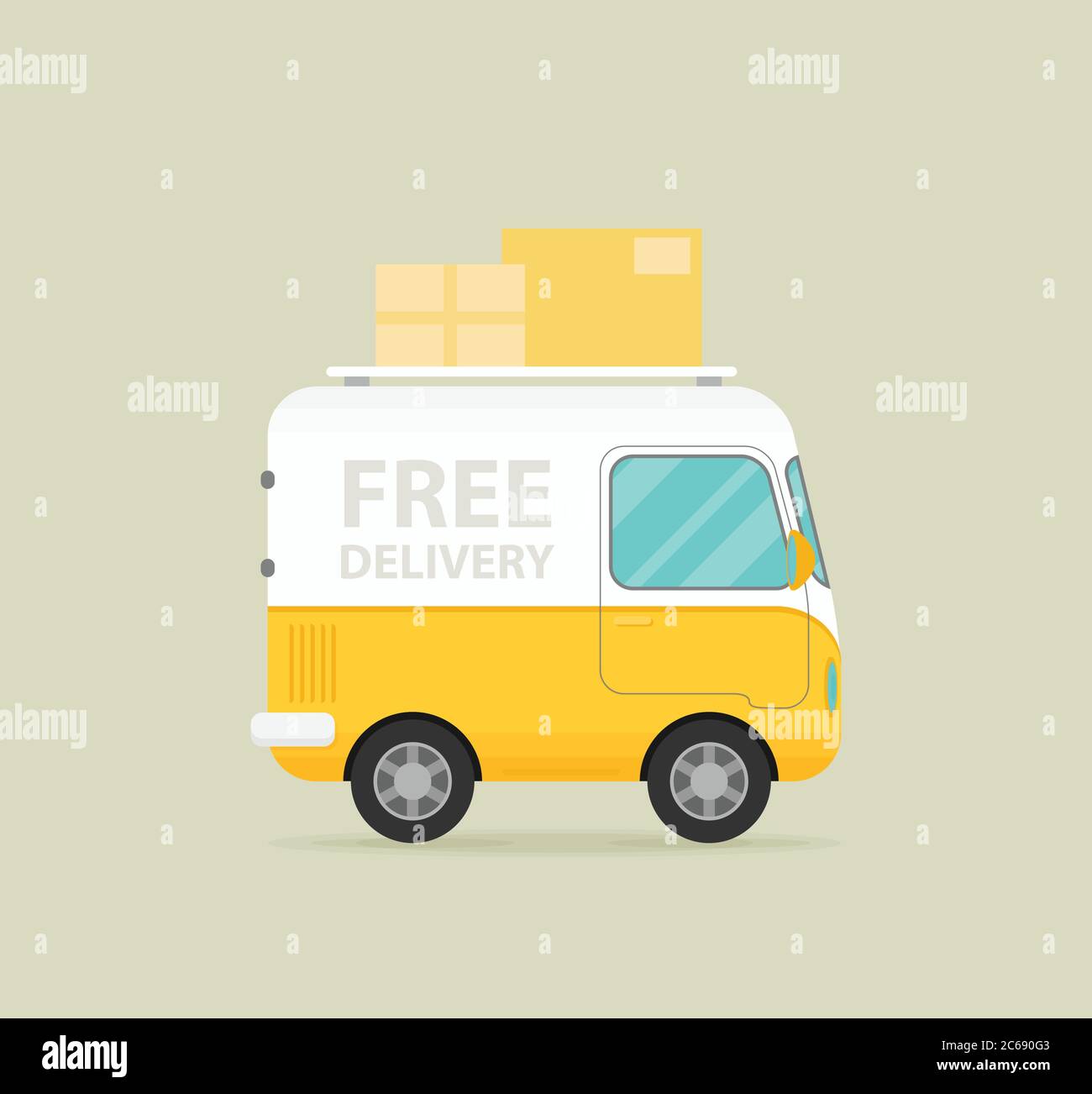 Vector Free Shipping car. Flat vector Stock Vector Image & Art - Alamy