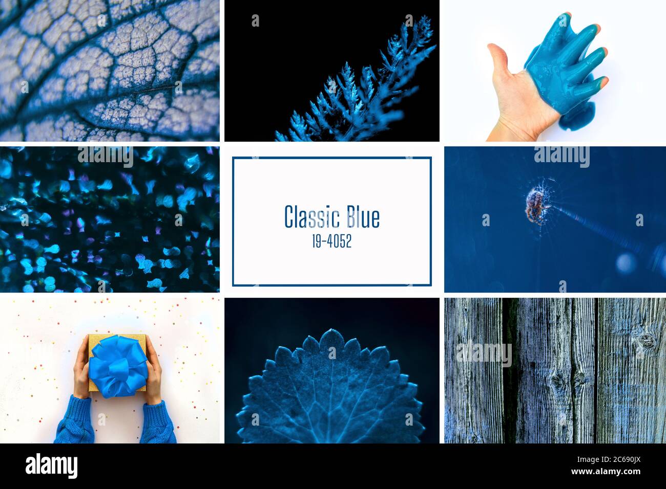 Blue - color of the year. Collage concept Stock Photo - Alamy