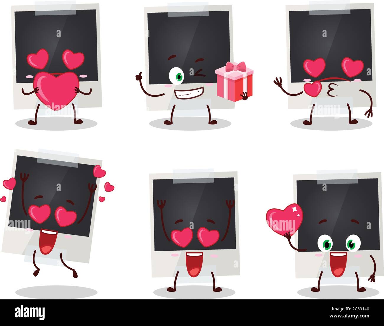 Black polaroid cartoon character with love cute emoticon Stock Vector ...