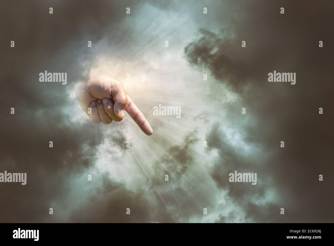 Hand of God points to the earth Stock Photo - Alamy