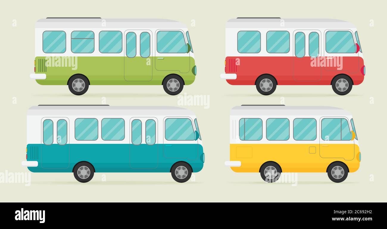 Set of retro bus. Flat vector Stock Vector Image & Art - Alamy