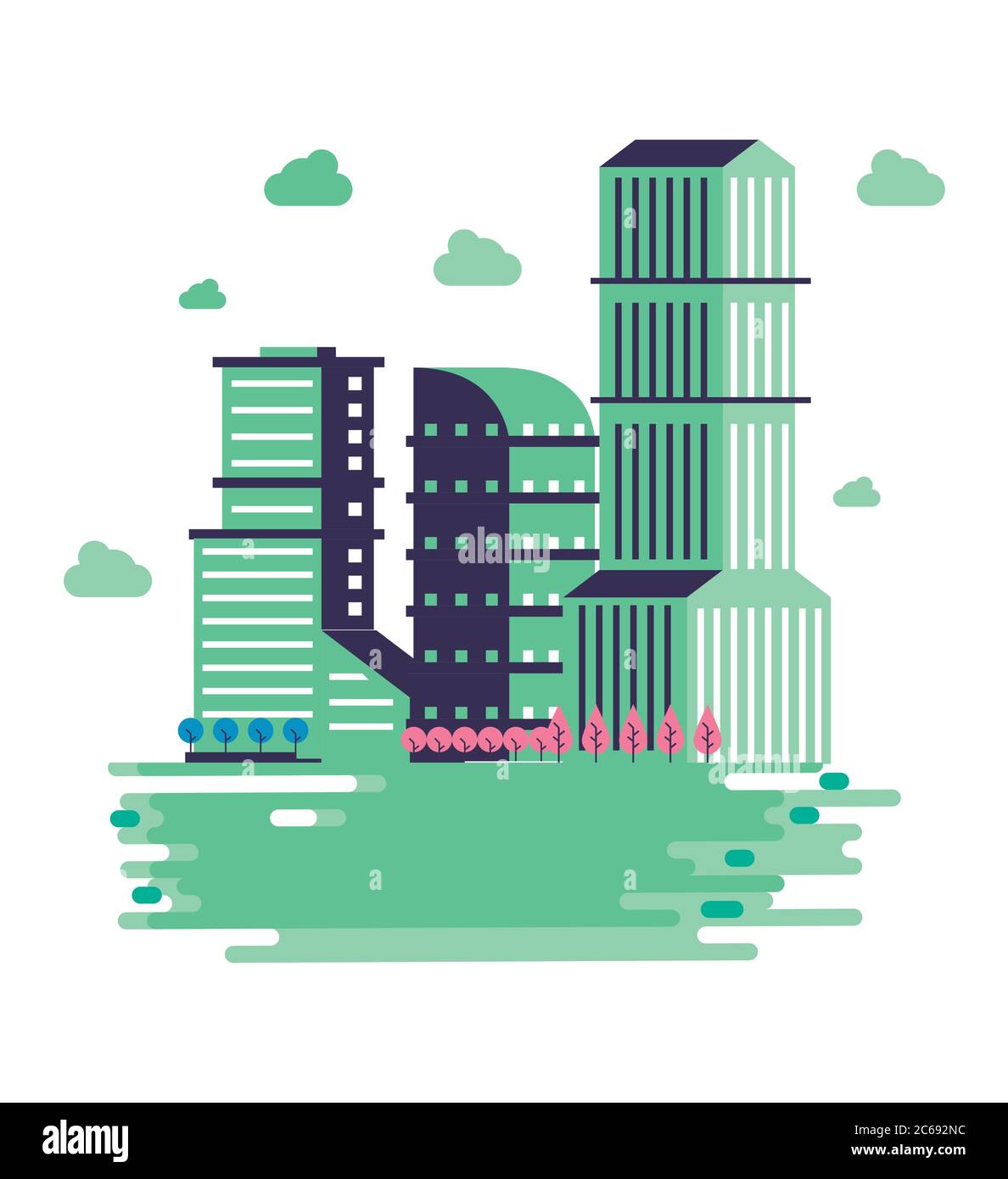 Minimal cloudy landscape Stock Vector Images - Alamy