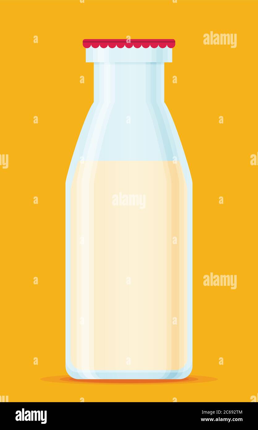 Milk bottle. Isolated bottle of milk. Vector flat cartoon illustration ...