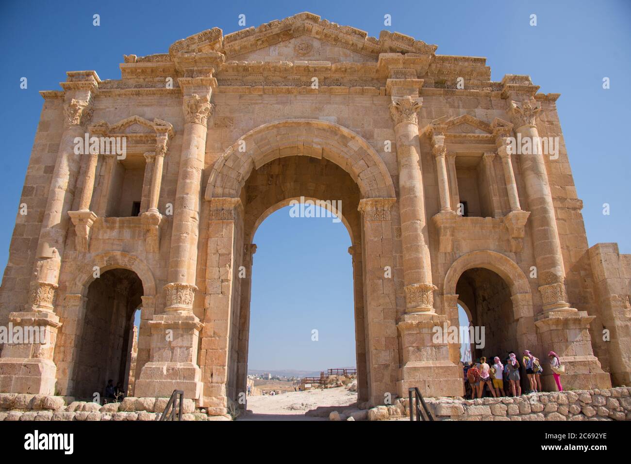 Asia, Middle East, Jordan, Jerash Archeological City, Hadrian's Arch ...