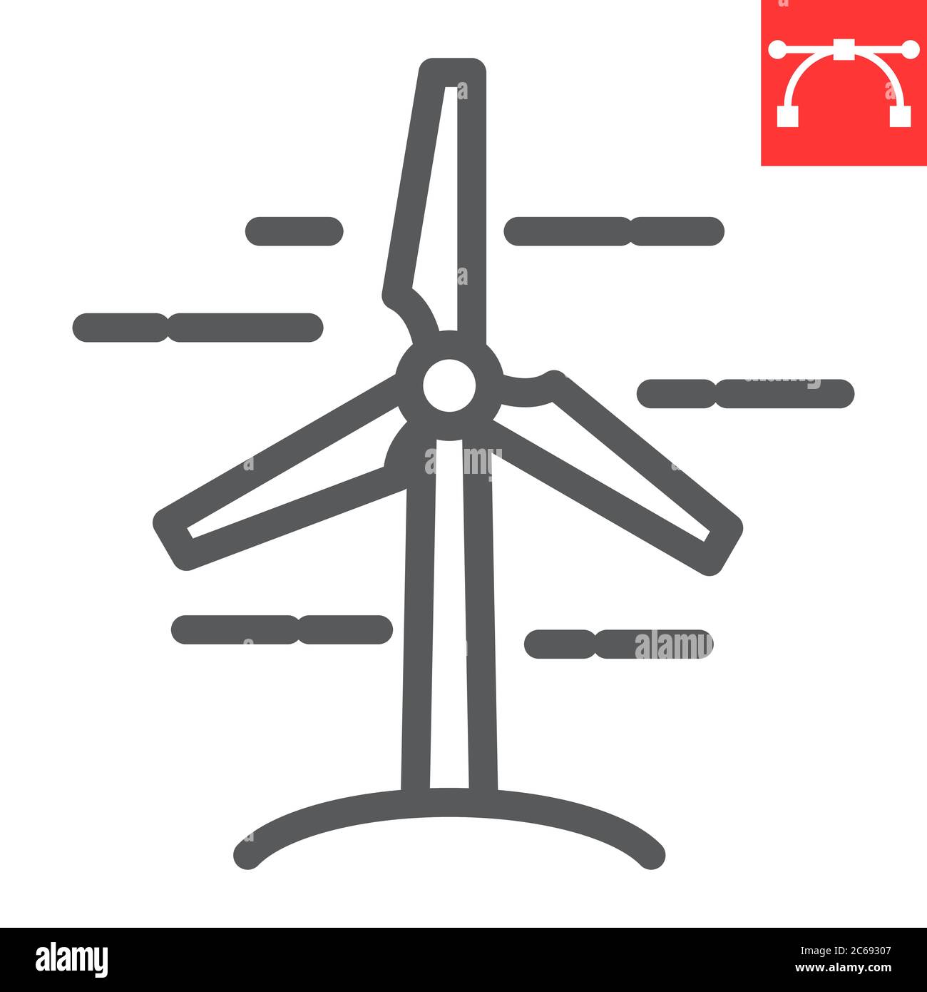 Wind Turbine line icon, energy and ecology, wind energy sign vector ...