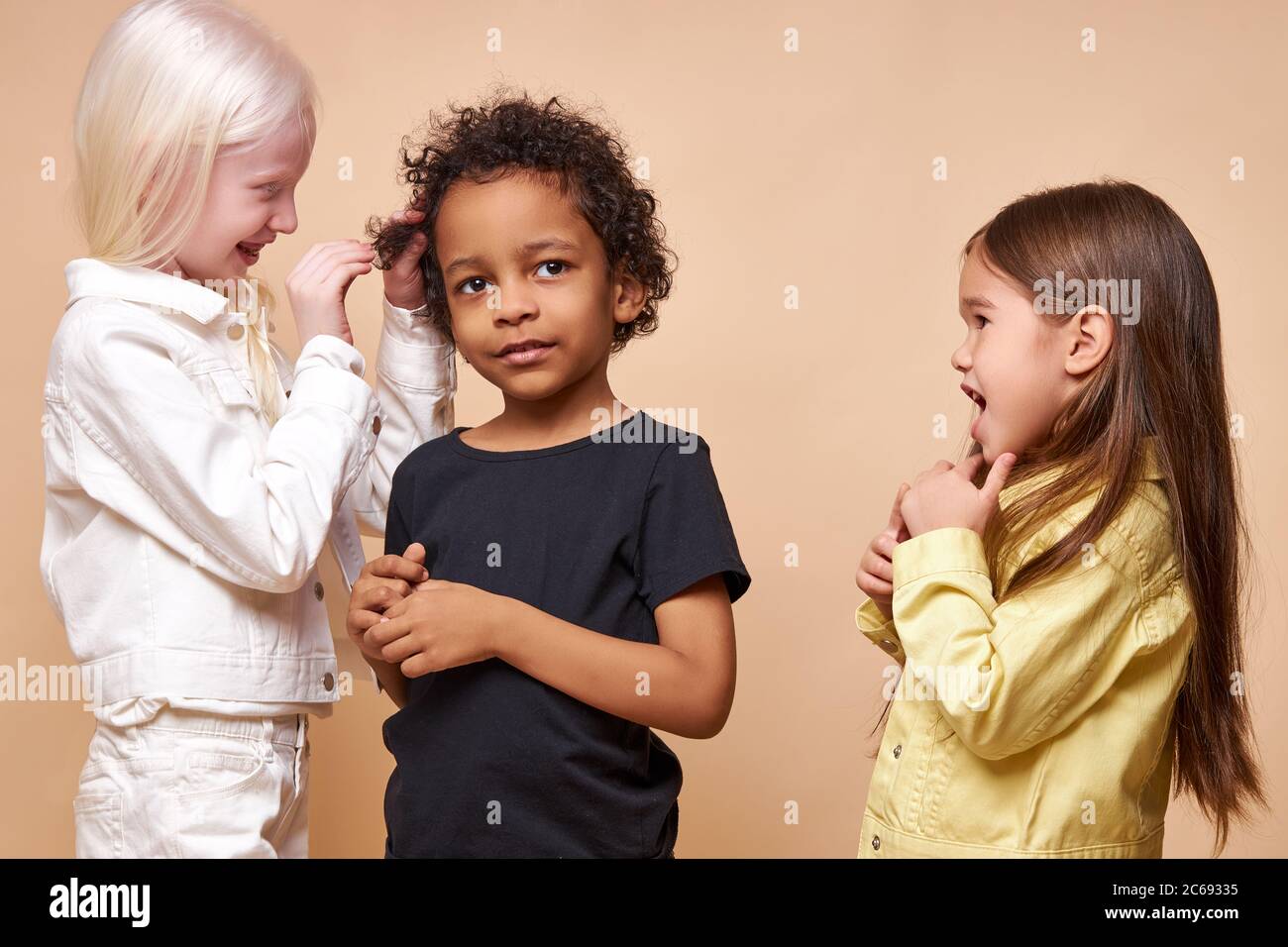 portrait of beautiful kids with natural unusual appearance. girl with ...