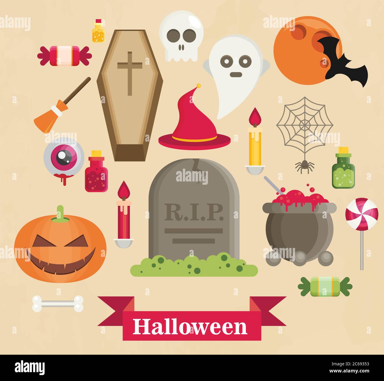 Halloween symbol illustration set vector Stock Vector Image & Art - Alamy