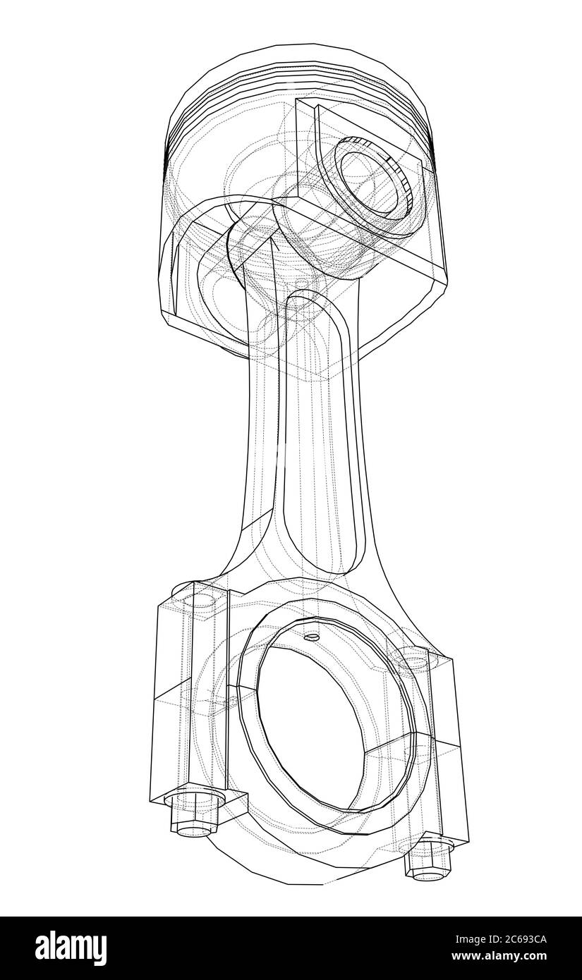Sketch of piston. 3D illustration Stock Photo - Alamy
