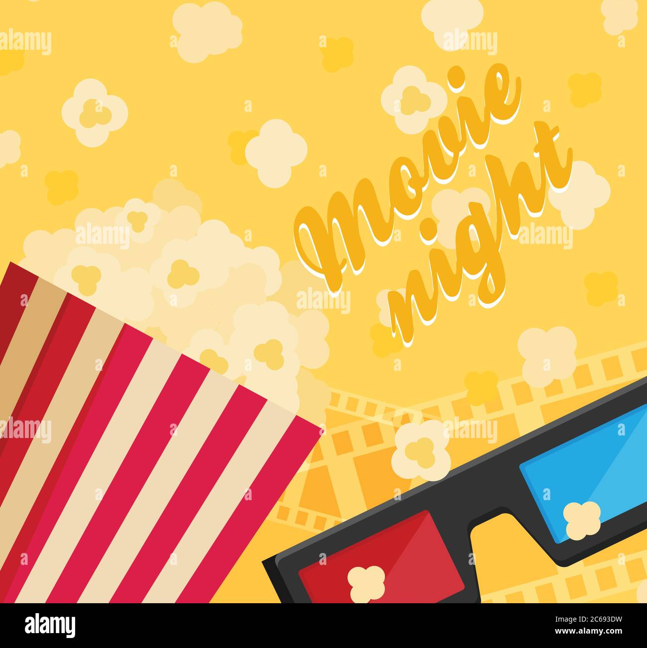 Movie night vector vectors hi-res stock photography and images - Alamy