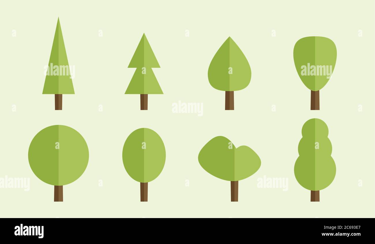 Vector set of flat trees Stock Vector Image & Art - Alamy