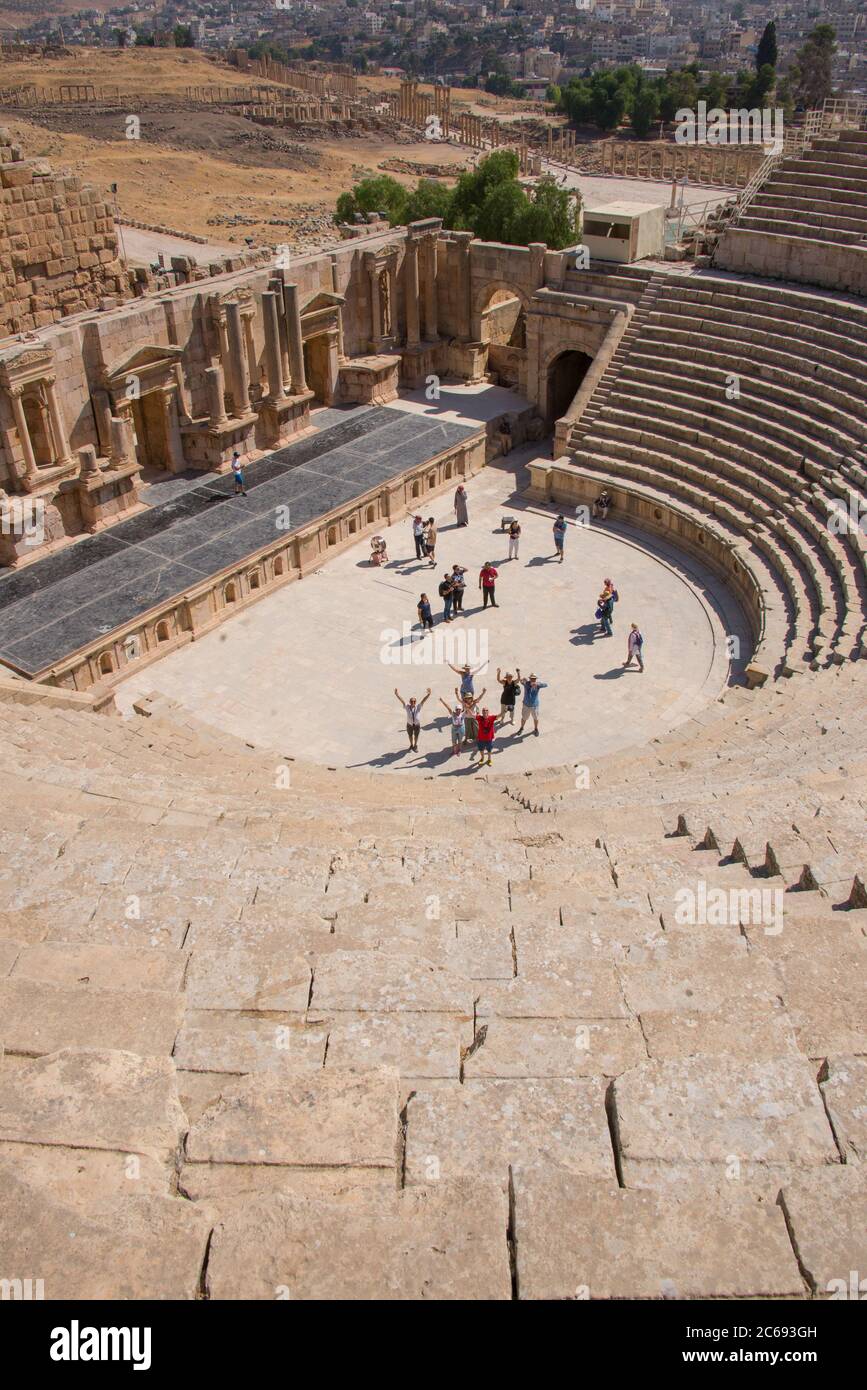 Asia, Middle East, Jordan, Jerash Archeological City, south theatre ...
