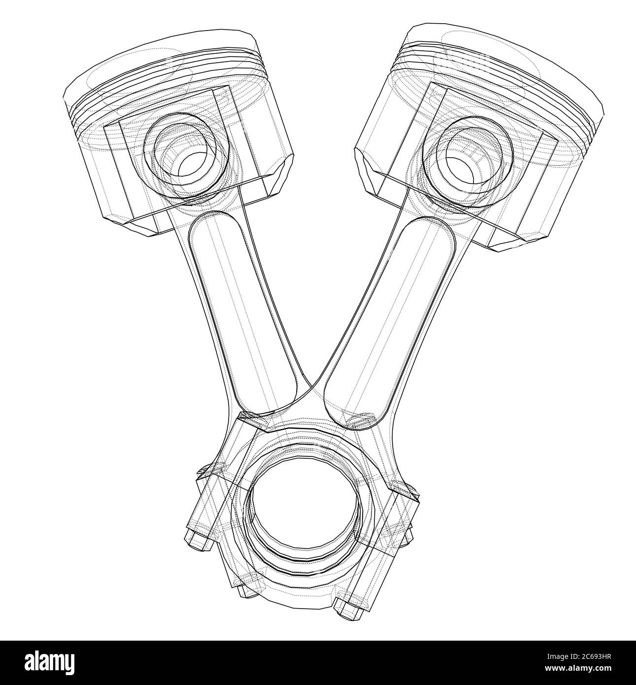 Sketch of piston. 3D illustration Stock Photo - Alamy