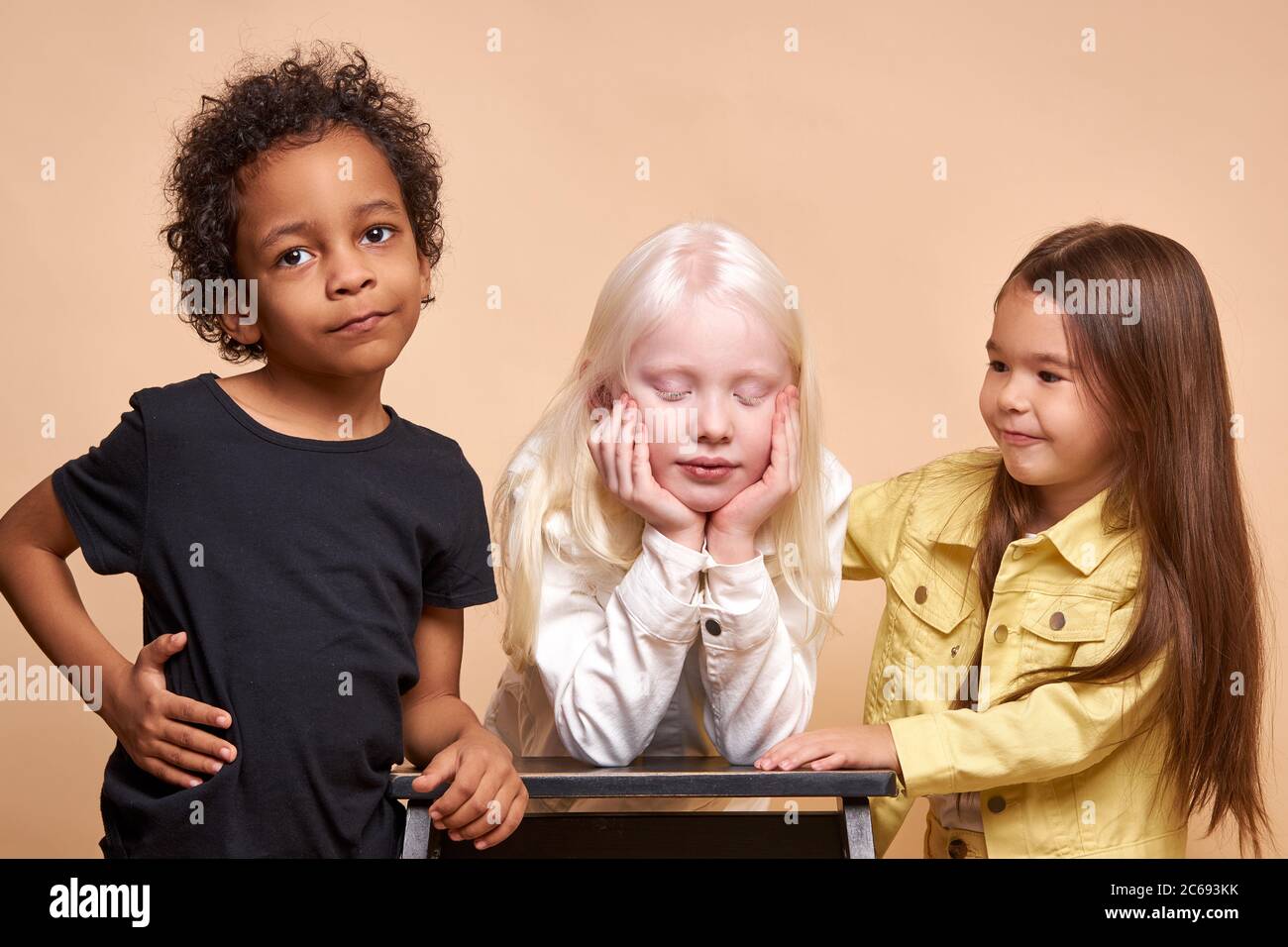 portrait of beautiful kids with natural unusual appearance. girl with ...