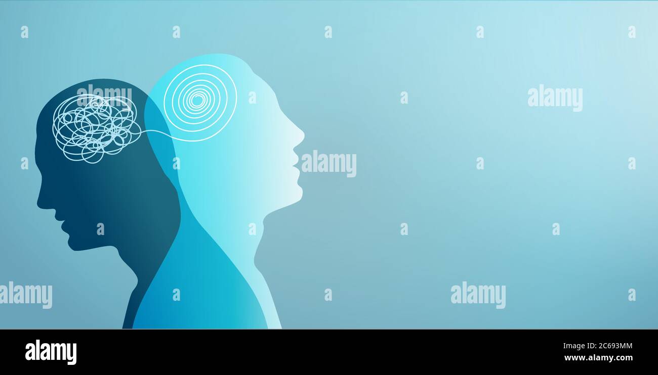 Metaphor bipolar disorder mind mental. Double face. Split personality ...