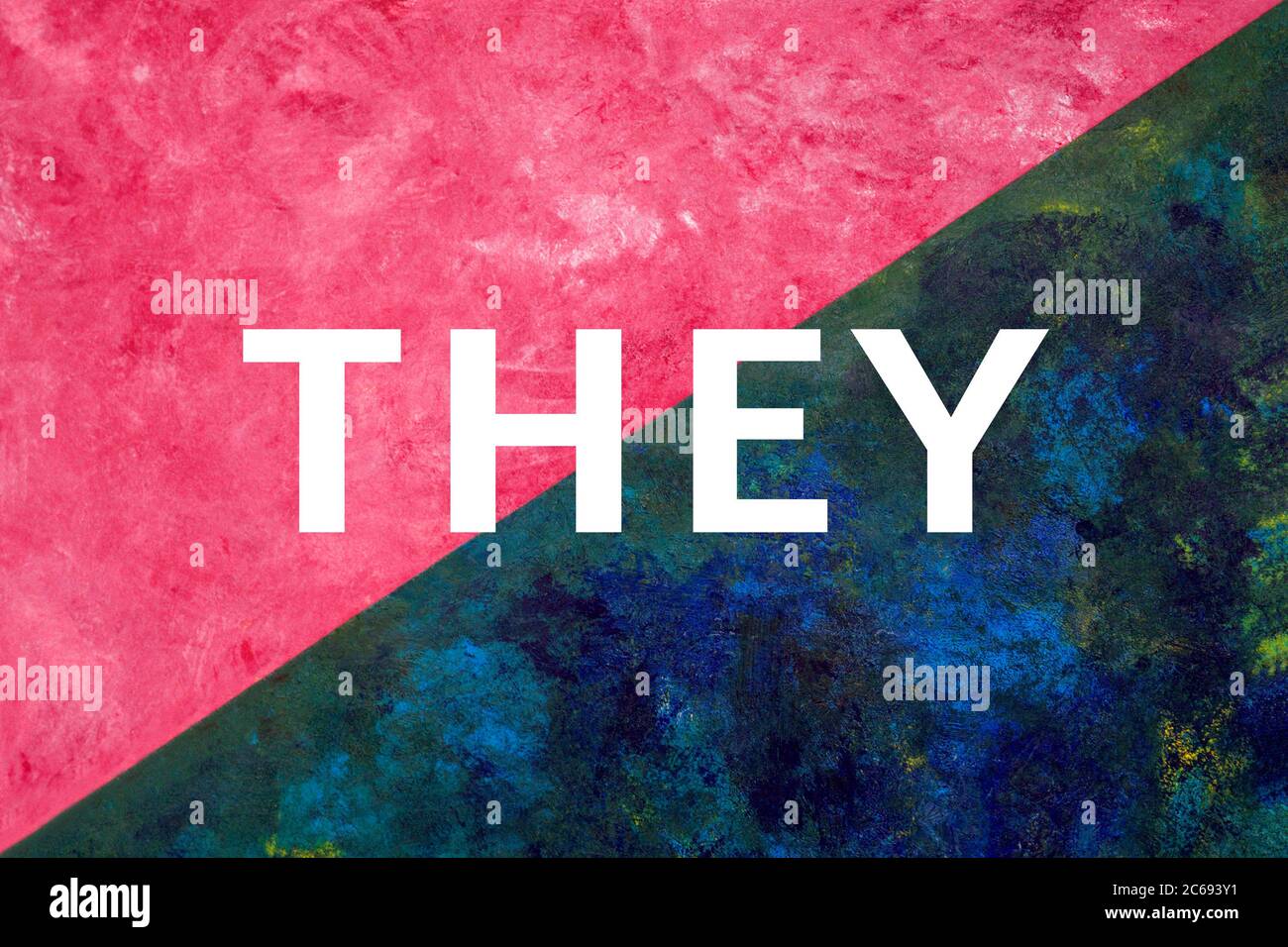 Dual blue pink oil painting background. They - word of the year USA ...