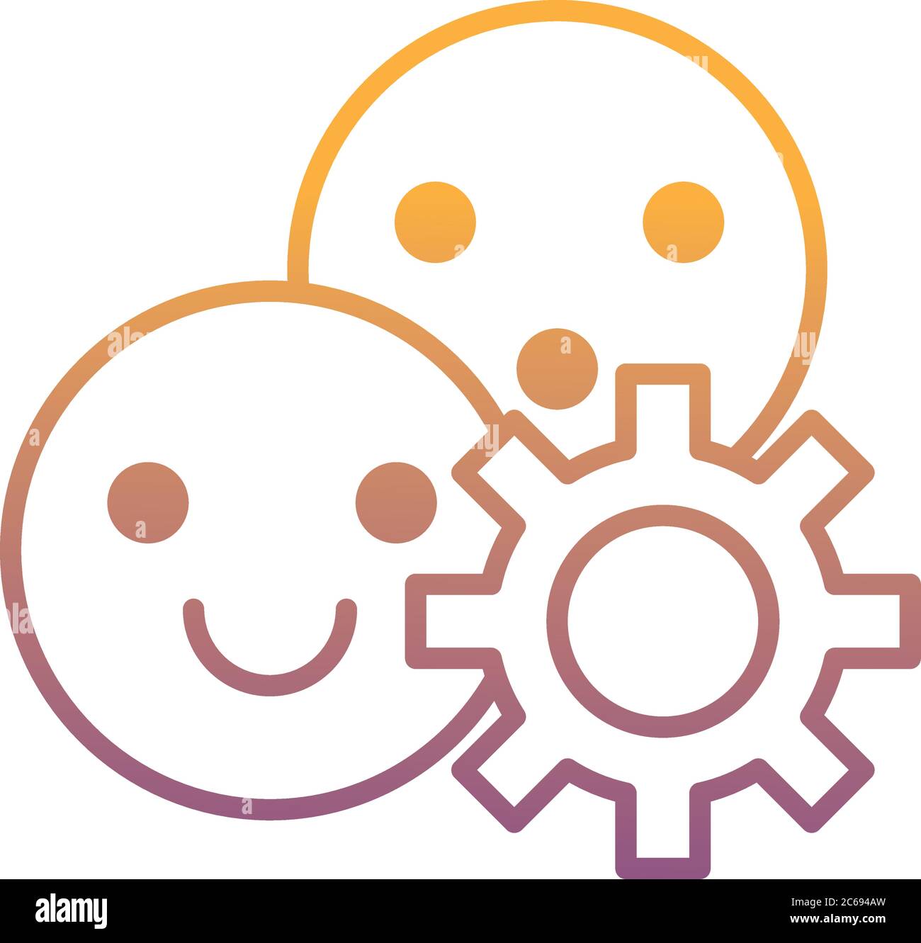 gear machine work with emojis faces gradient line style icon vector ...