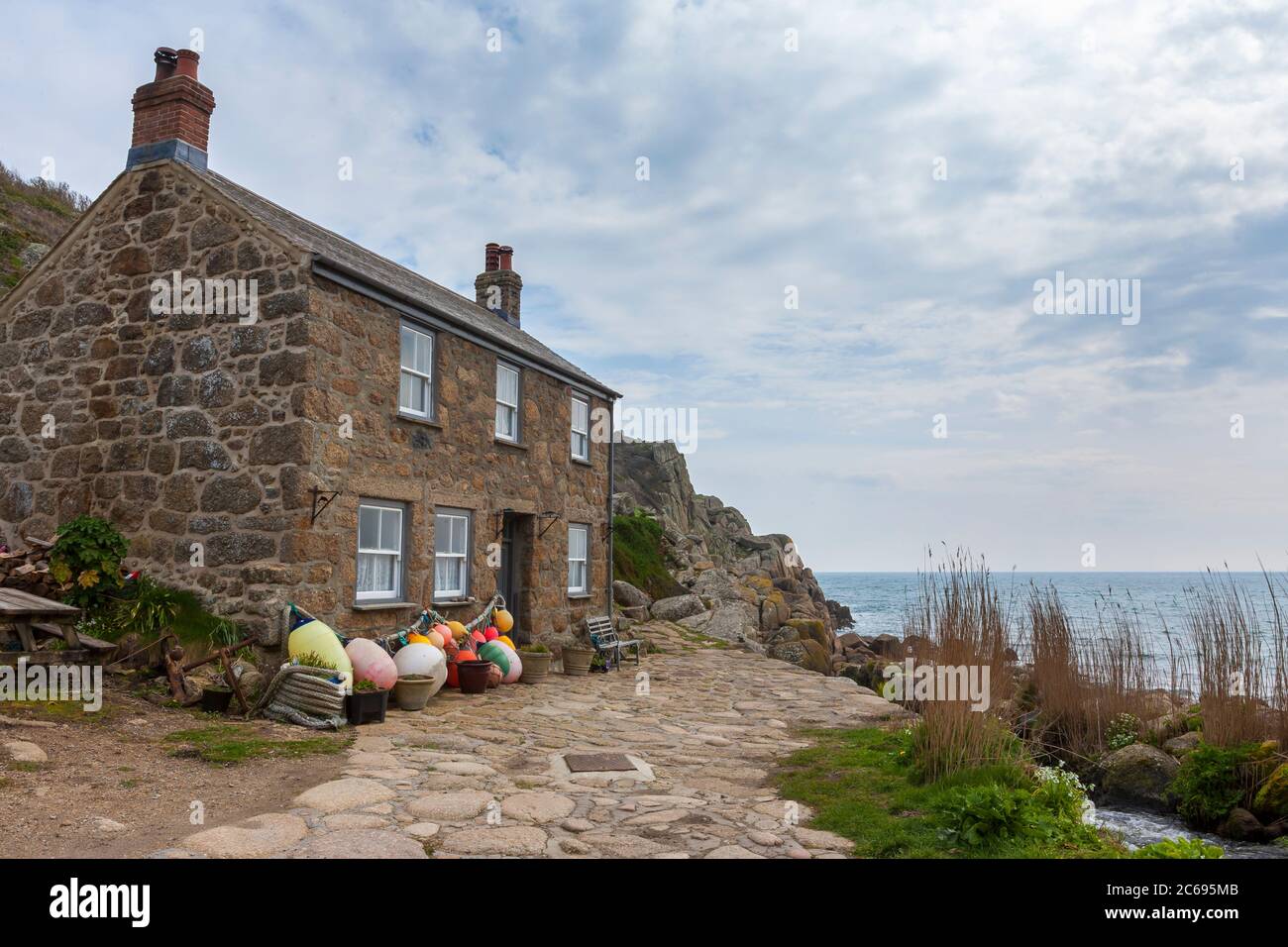 Cottage at Penberth Cove, Penwith Peninsula, Cornwall, UK Stock Photo ...