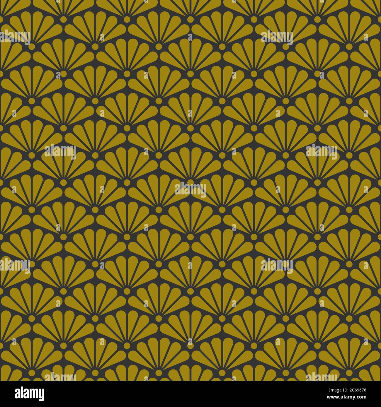 Geometric retro background with gold fans, art deco seamless gold ...