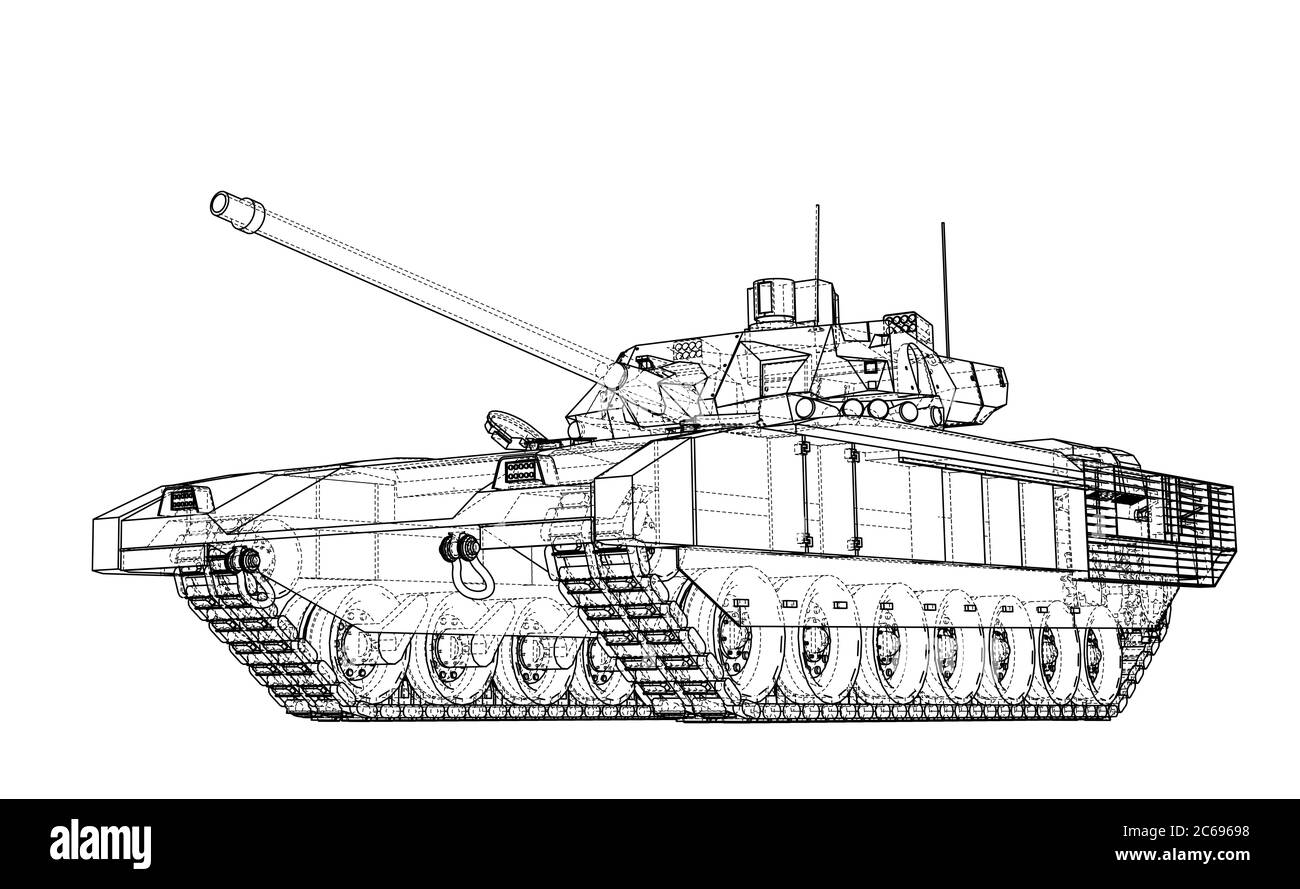 Blueprint of realistic tank Stock Photo - Alamy