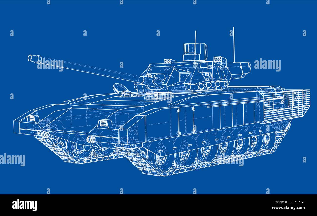 Blueprint of realistic tank Stock Photo - Alamy