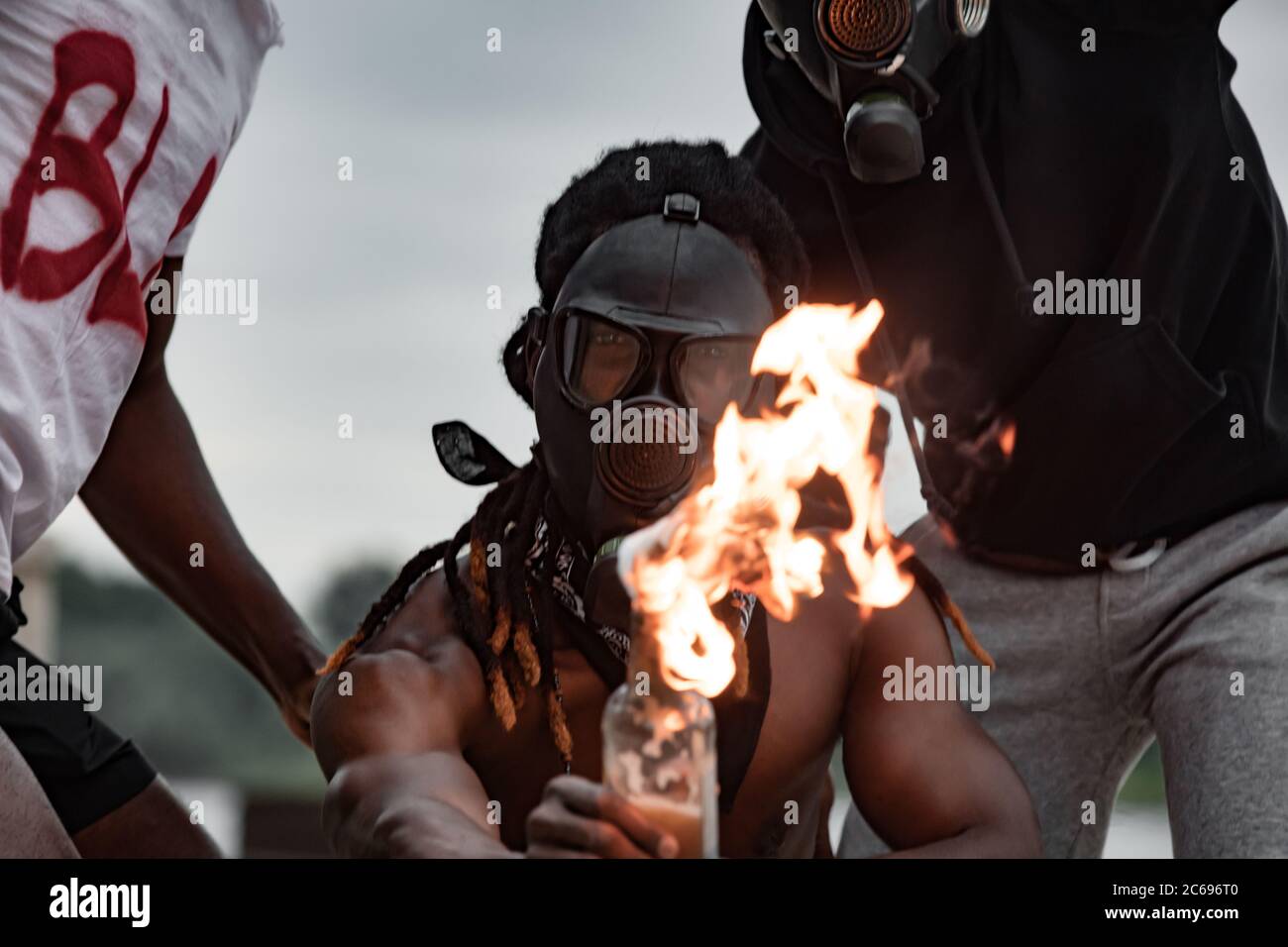 crazy aggressive black men protest, blm concept. anti-black racism is ...