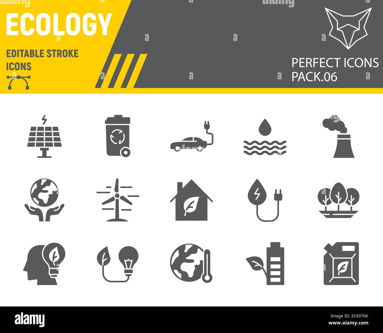 Ecology glyph icon set, eco symbols collection, vector sketches, logo ...