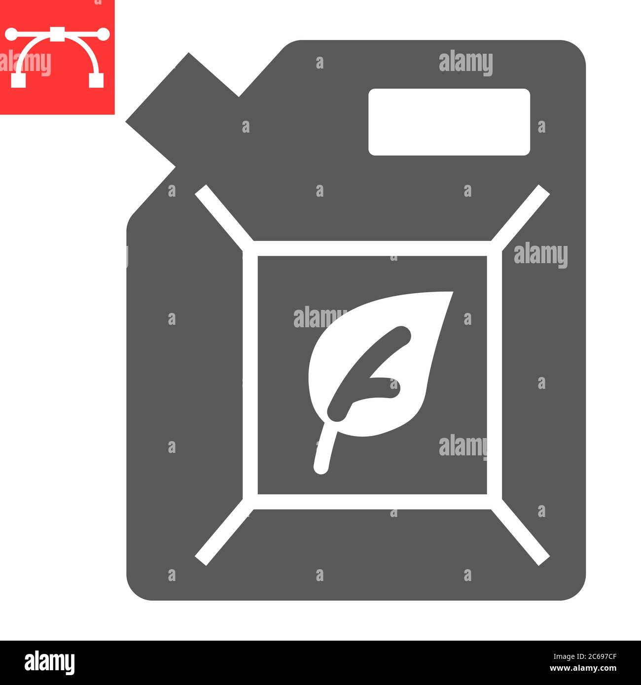Biofuel glyph icon, oil and ecology, jerrycan sign vector graphics, editable stroke solid icon ...