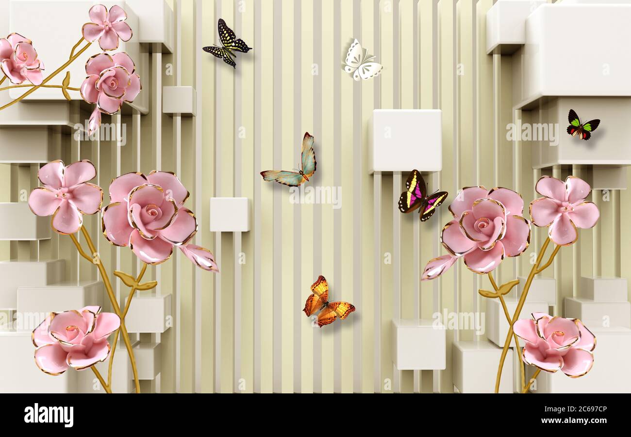 3d wallpaper design and beautiful wall brick background Stock Photo - Alamy