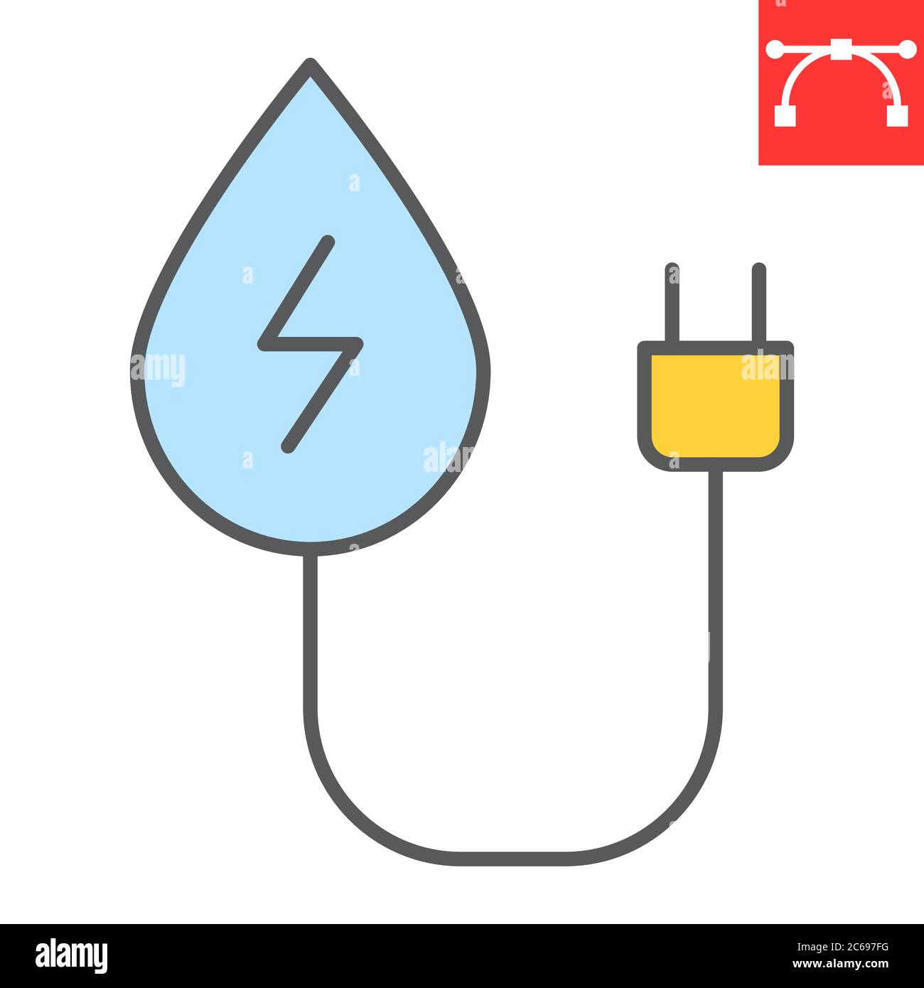 Hydropower color line icon, energy and ecology, water energy sign ...