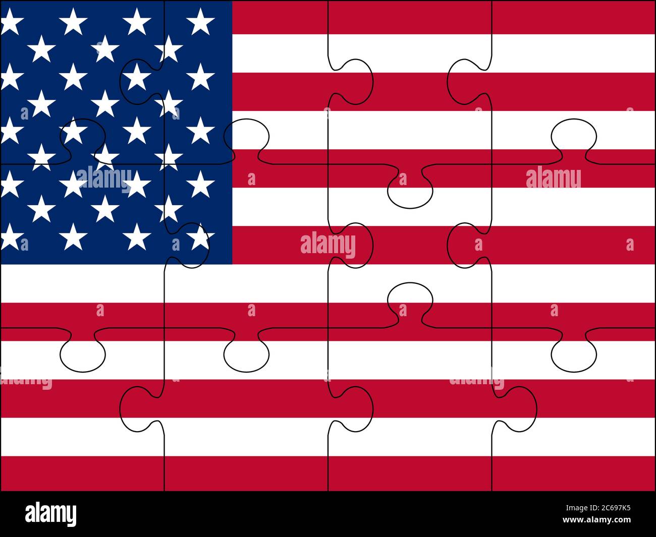 Vector colorful puzzle with USA flag - made from puzzle pieces. Many ...