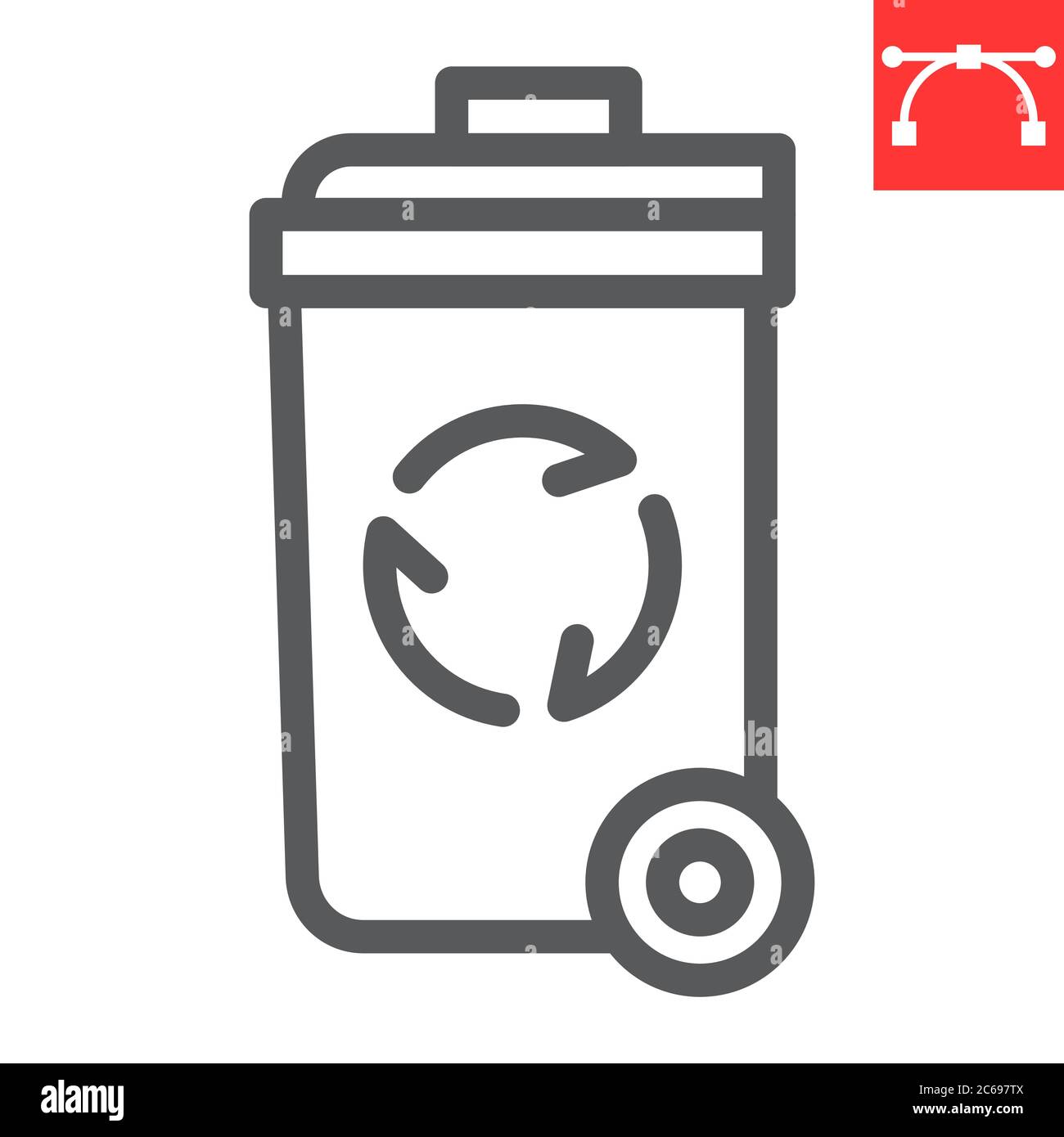 Recycle bin line icon, garbage and ecology, trash bin sign vector ...