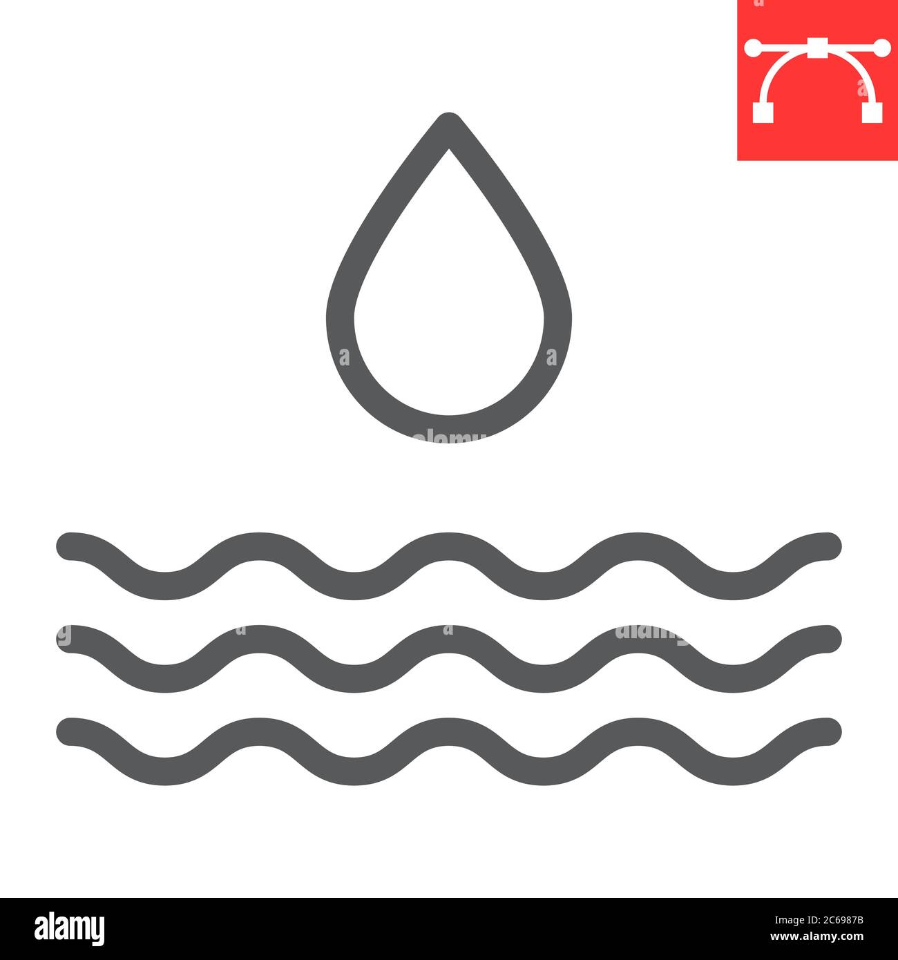Water resources line icon, environment and ecology, water drop sign ...