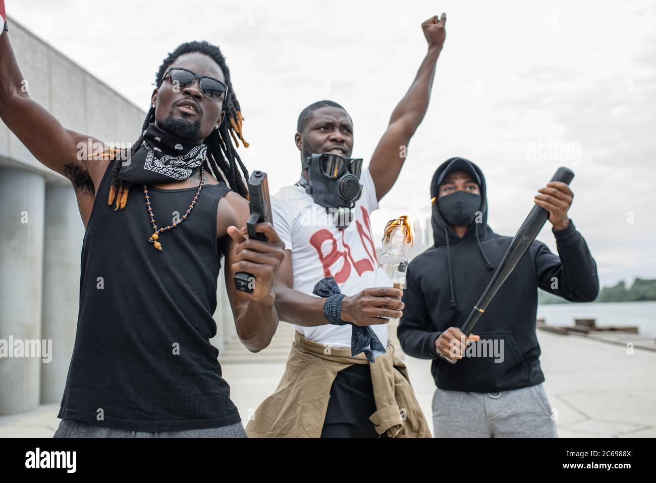 armed angry black activists go on anti-racism protest, they are ready ...