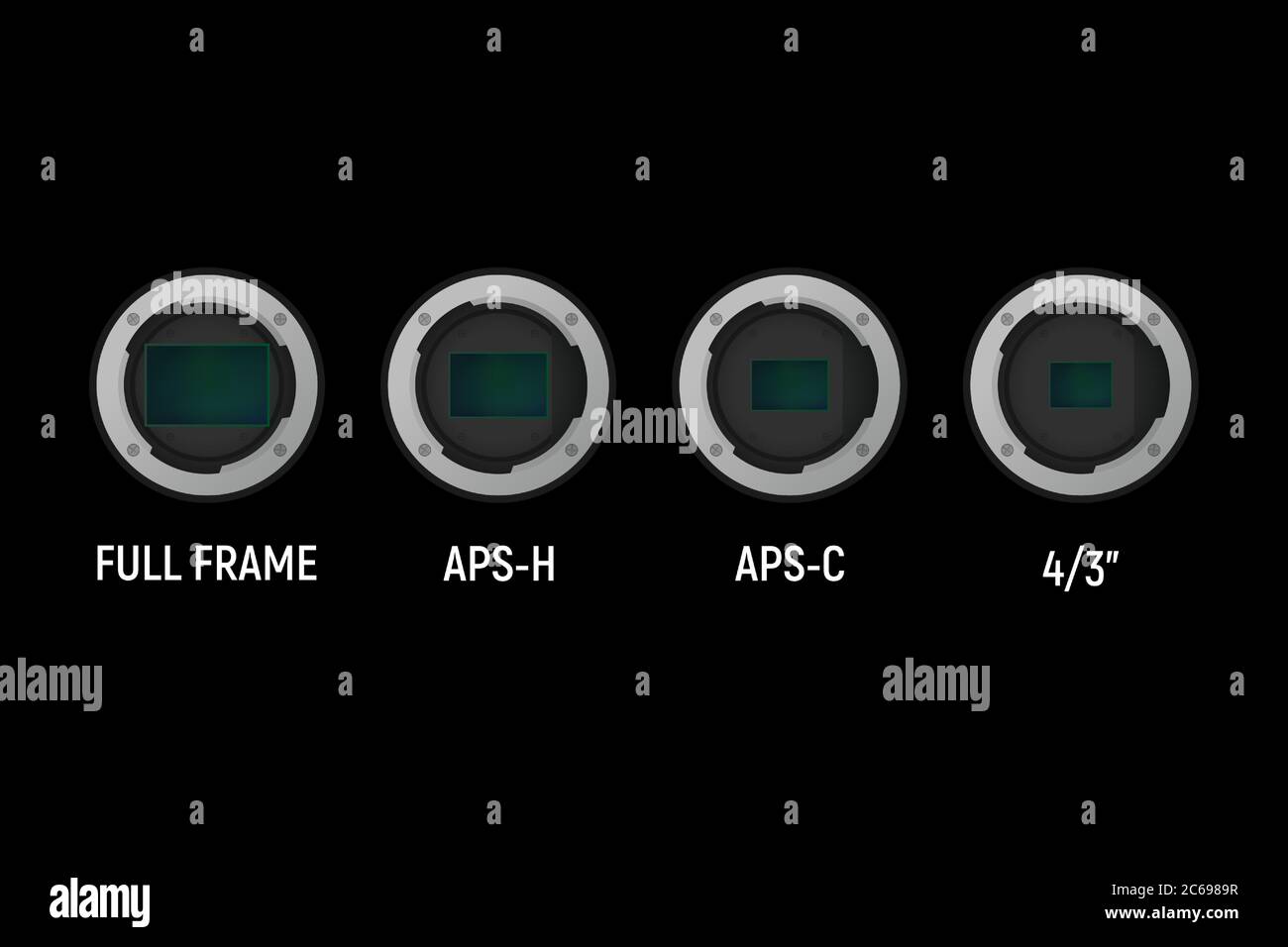Full frame and crop image sensor set. Vector illustration. Part of ...