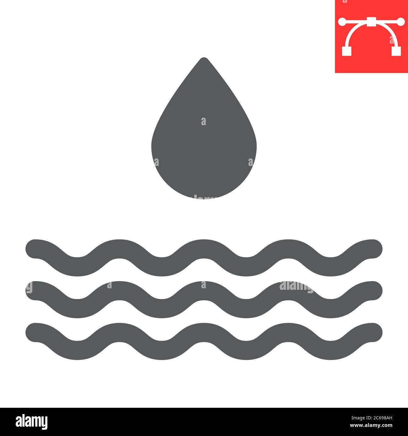 Water resources glyph icon, environment and ecology, water drop sign ...
